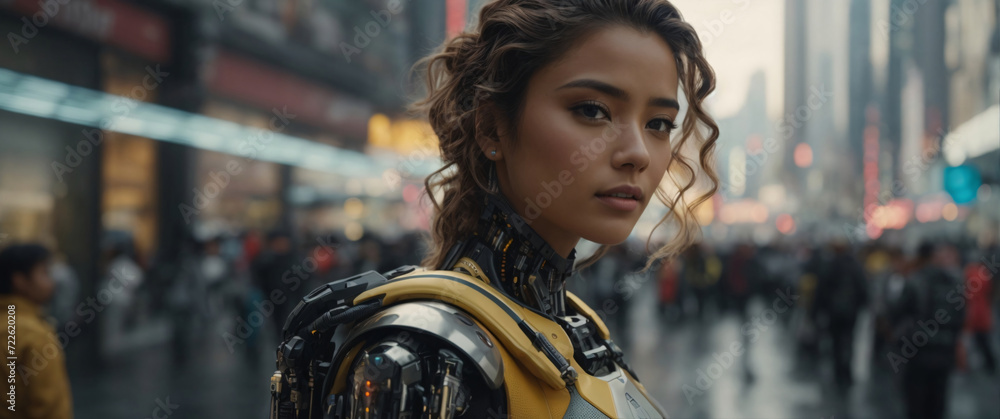 A futuristic metropolis where humans and robots live side by side ...