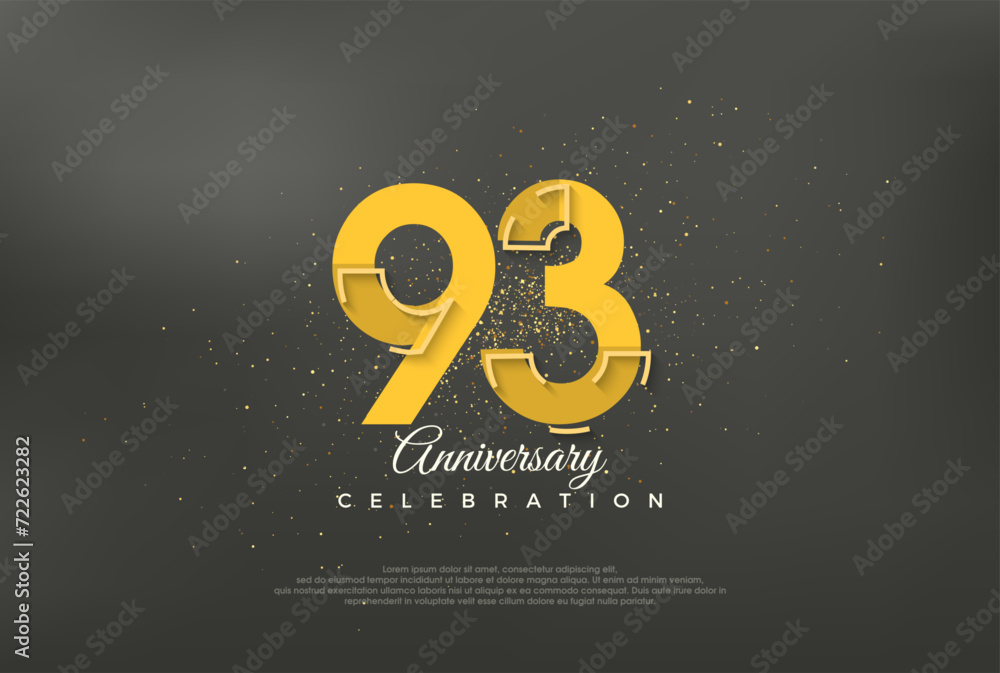 Anniversary number modern, premium vector background for 93rd ...
