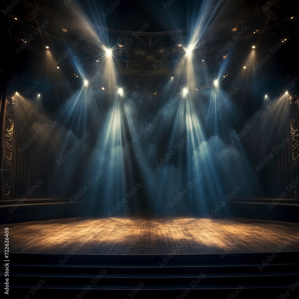 Theater stage light background with spotlight illuminated the stage for ...
