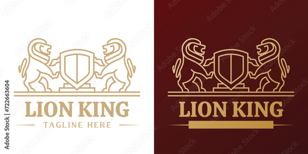 Lion company logo design illustration. Silhouette of a carnivorous wild ...