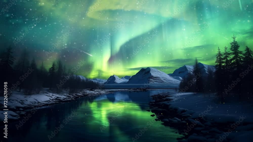 Aurora Borealis Mesmerizing displays of the Northern. seamless looping ...