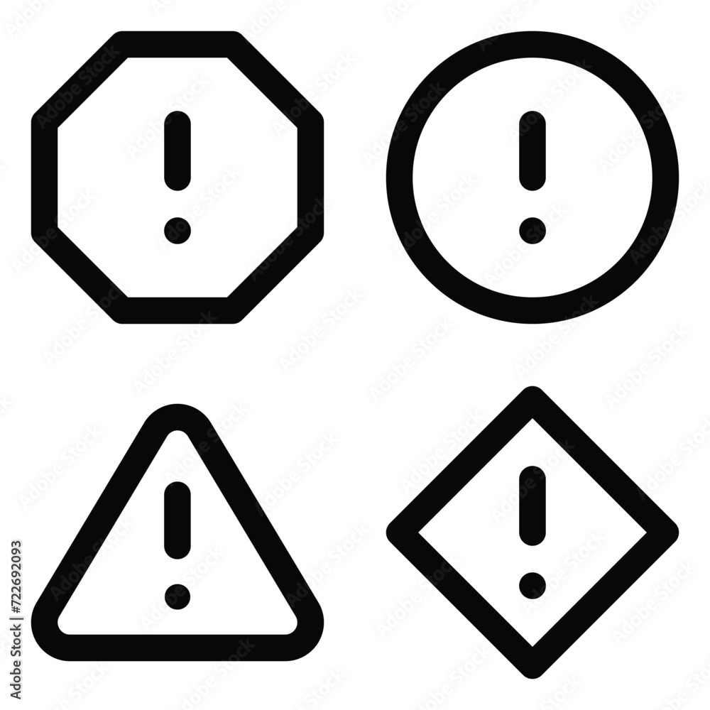Hazard warning attention sign with exclamation mark symbol of various ...