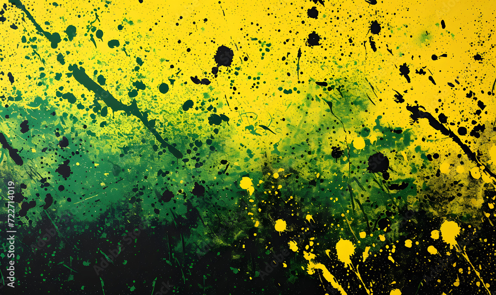 yellow and green splatter pattern splash with a black, Generative AI ...