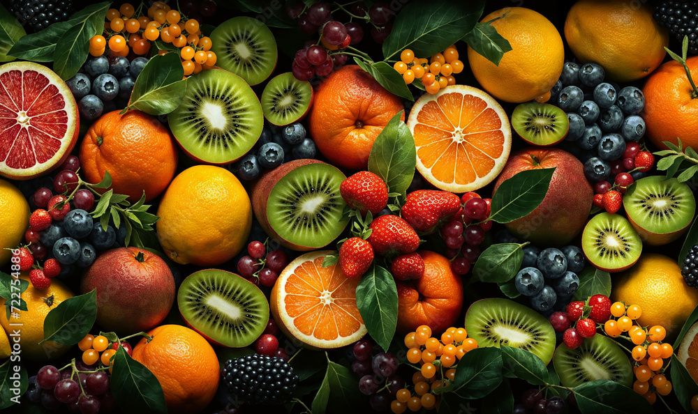 many different fruits, Fresh gorgeous whole and cut fruits Wallpaper ...