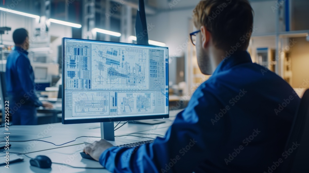software programmers working with software on desktop computer, Screen ...