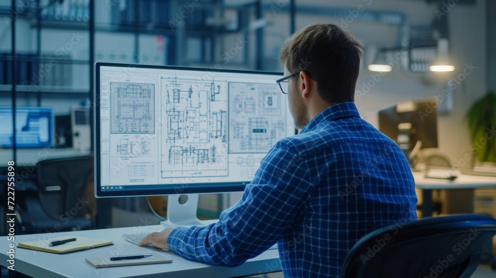 software programmers working with software on desktop computer, Screen ...