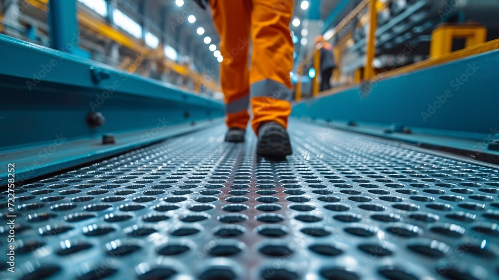 Large industrial building with perforated tray metal wireway cable duct ...