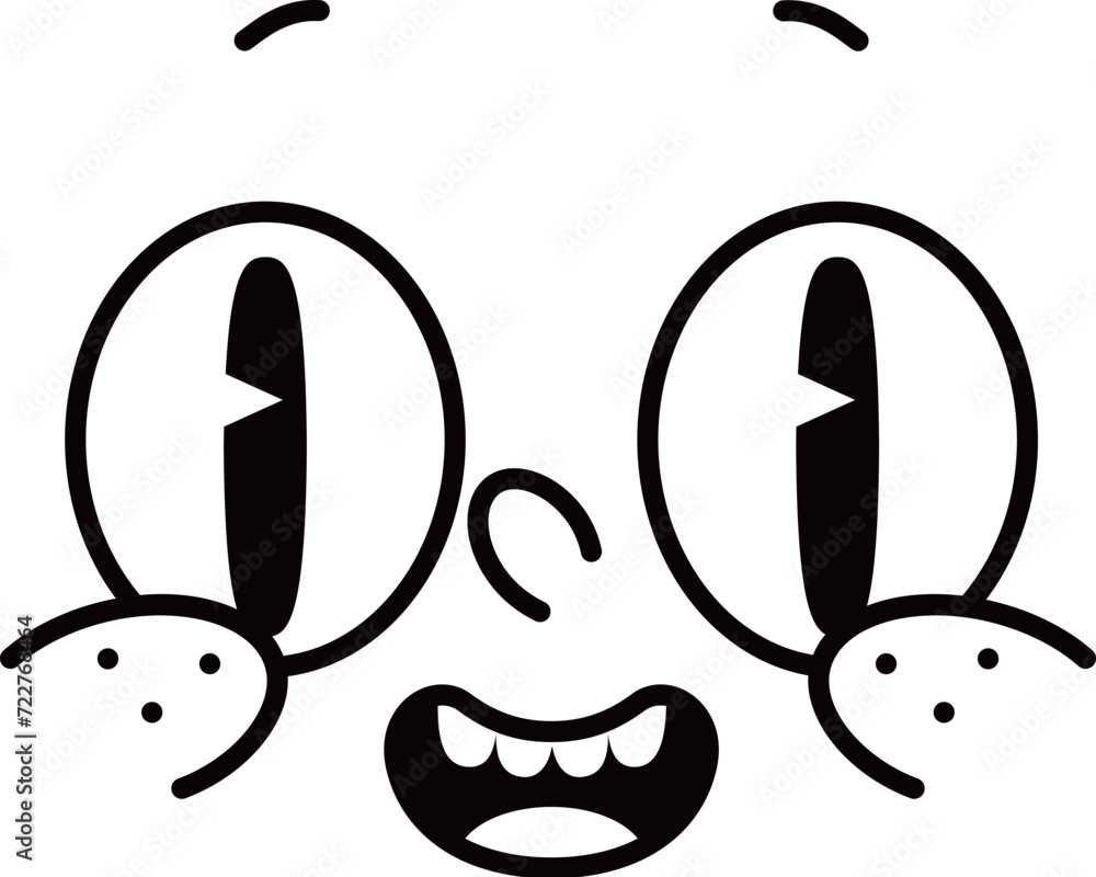 Cartoon comic groovy face emotion, funny wow emoji character expresses ...