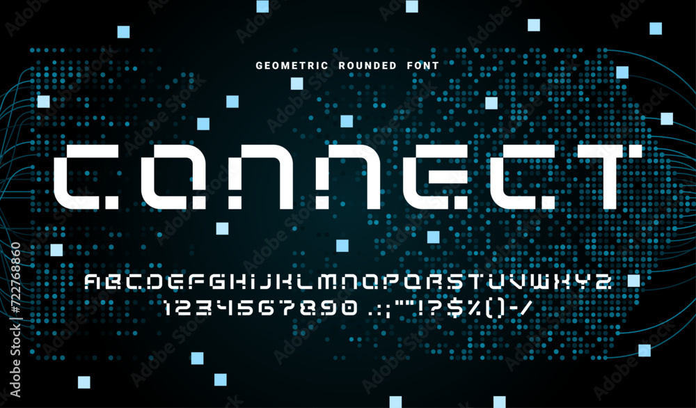 Modern geometric font, abstract tech type and futuristic technology ...