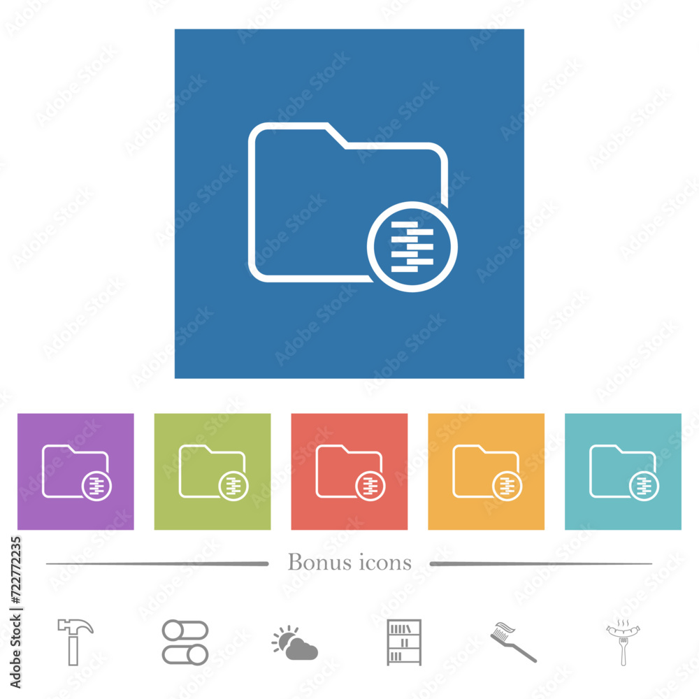 Compressed folder outline flat white icons in square backgrounds Stock ...