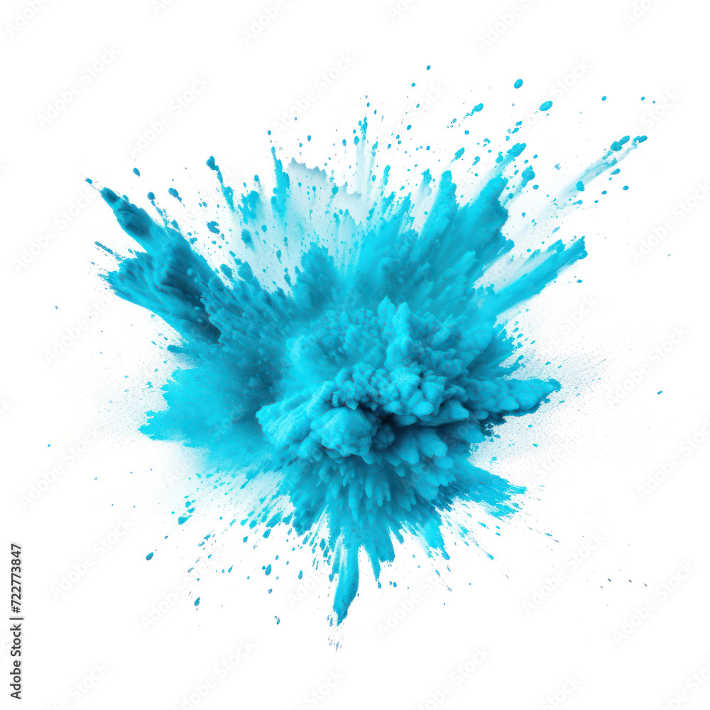 Bright cyan blue holi paint color powder festival explosion burst ...