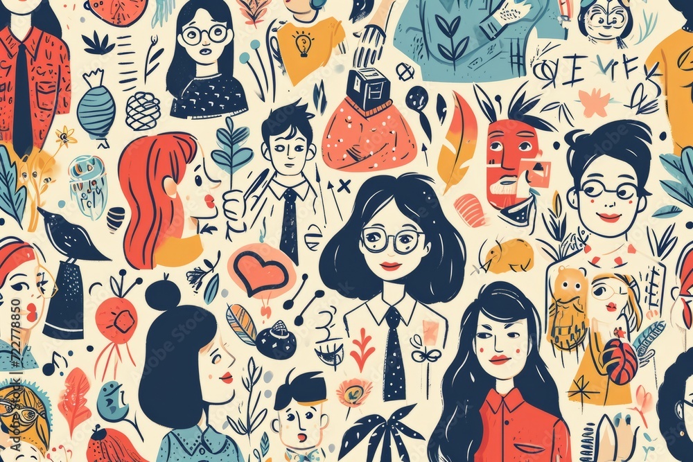 Cartoon cute doodles of business professionals adapting to change ...