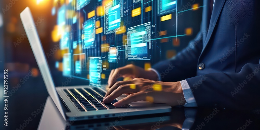 Document folder management systems as a group of businessmen convene ...