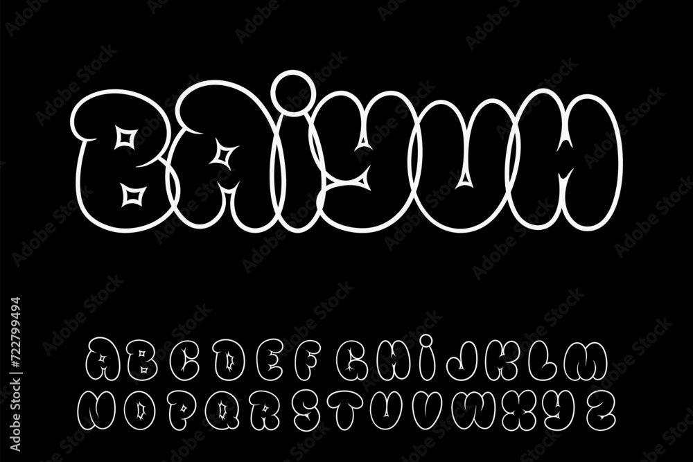 Alphabet Line Graffiti Street Fat Typeset Cartoon Vector Stock Vector ...