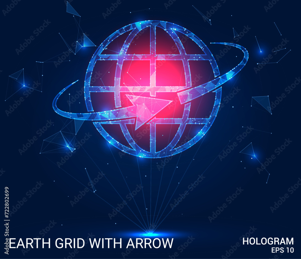 The hologram is an Earth grid with an arrow. An Earth grid with an ...