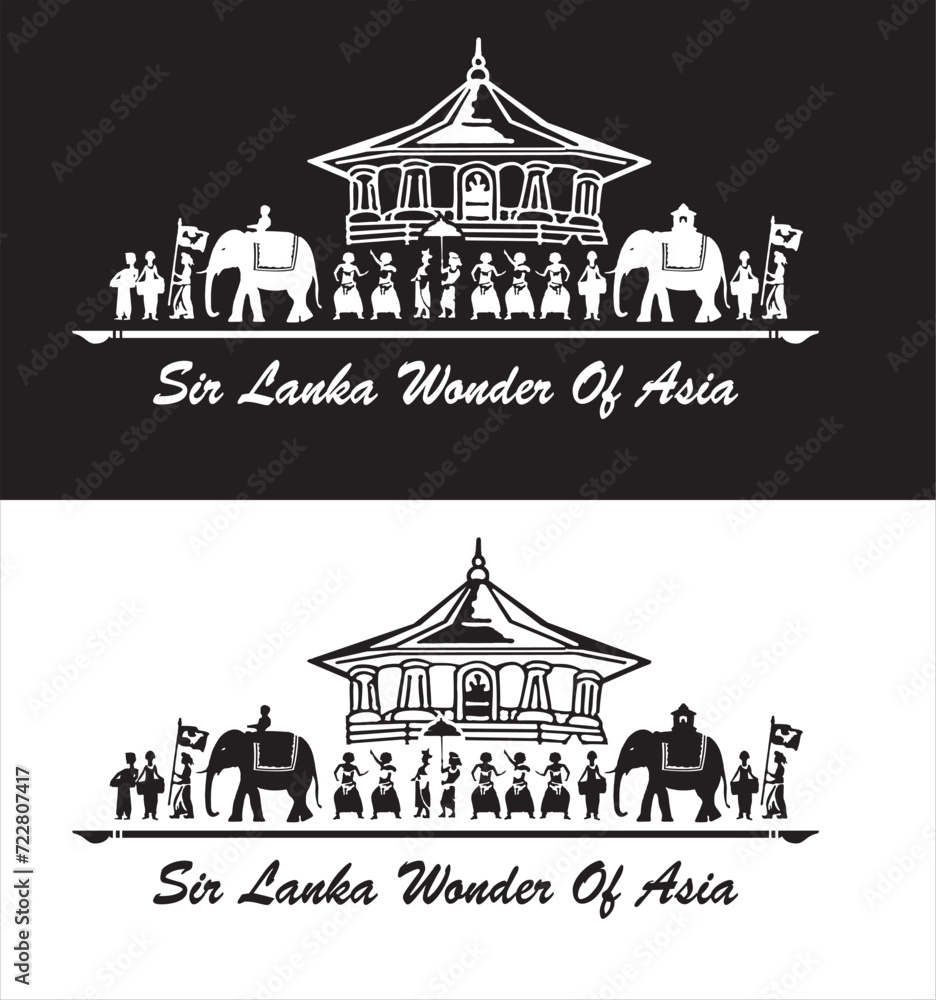 Sri Lanka Kandy Perahera Vector Stock Vector | Adobe Stock