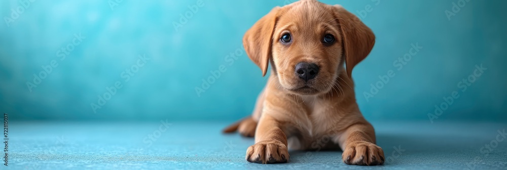 Cute Labrador Dog Sitting On Blue, Desktop Wallpaper Backgrounds ...