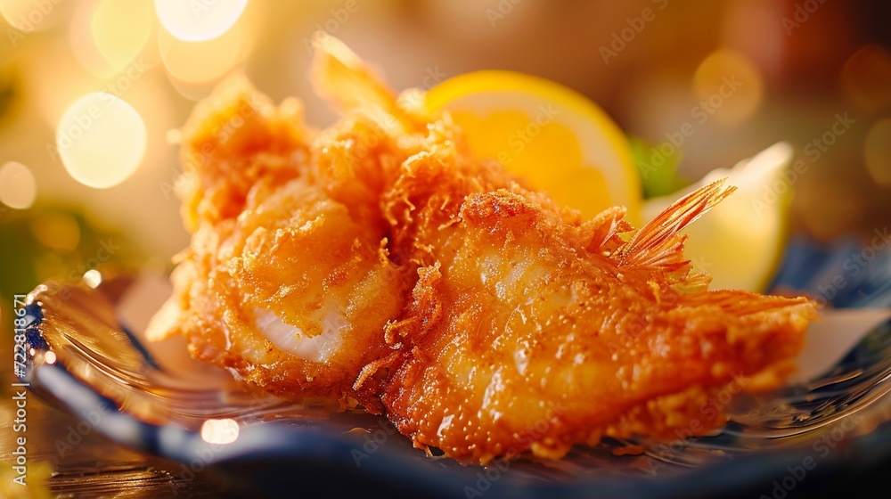 Behold a delectable fried fish, the epitome of culinary finesse, set ...