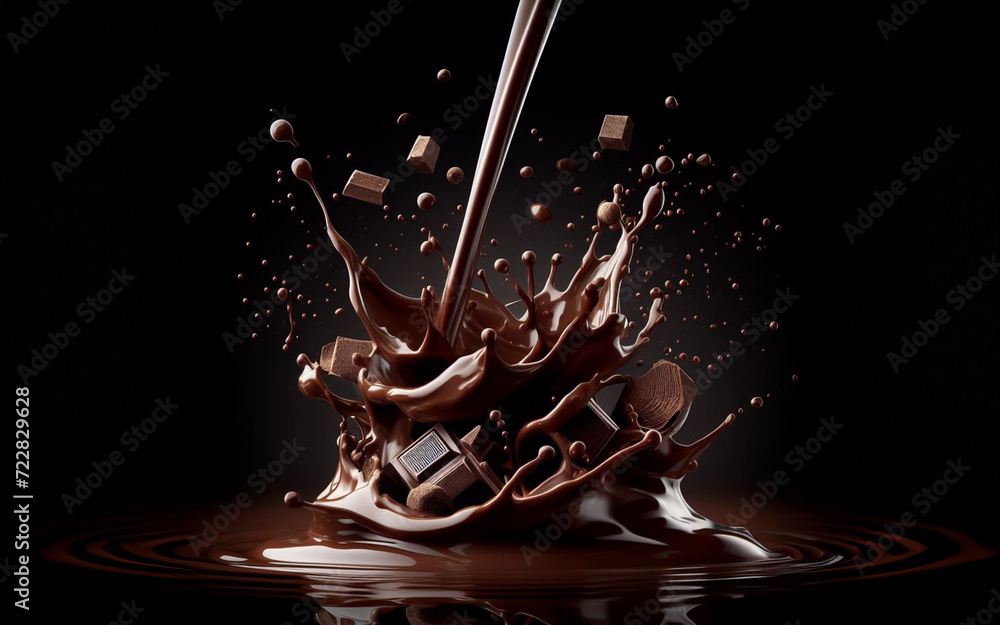 Chocolate, chocolate water, pour water, sauce, spread on black ...