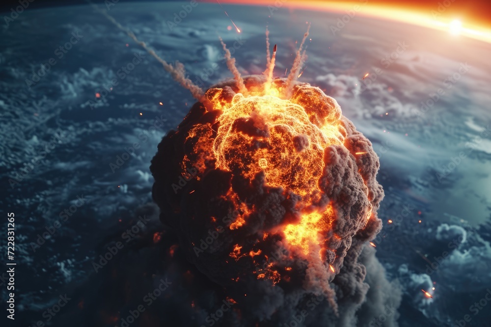 World War III: Atomic explosion and nuclear devastation. Stock Photo ...