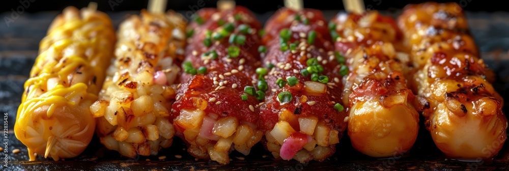 Four Corn Dogs Different Toppings, Desktop Wallpaper Backgrounds ...