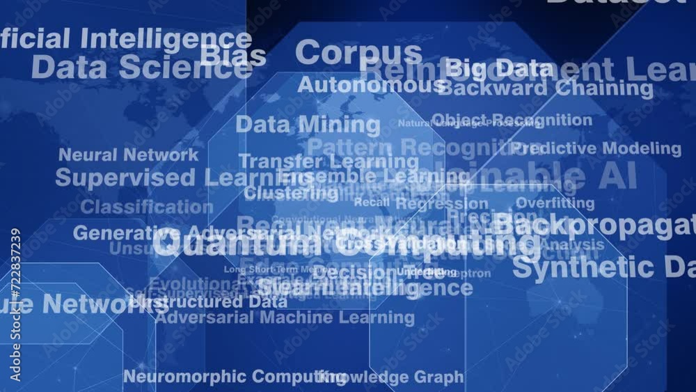 World map artificial intelligence letterings and future of technology ...