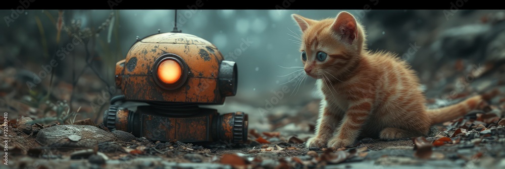 Funny Cat Sitting On Robot Living, Desktop Wallpaper Backgrounds ...