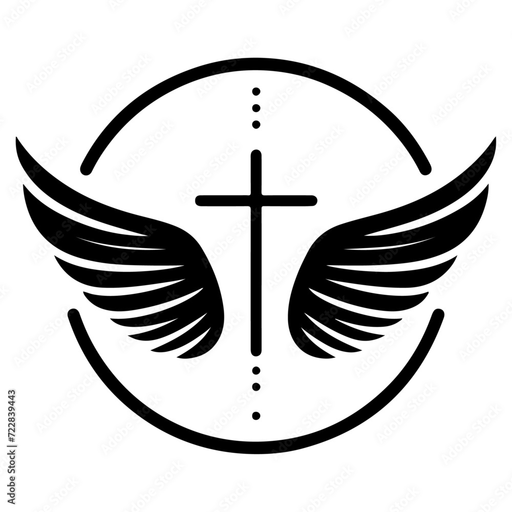 minimal Wing logo with cross star and symbol business template Stock ...