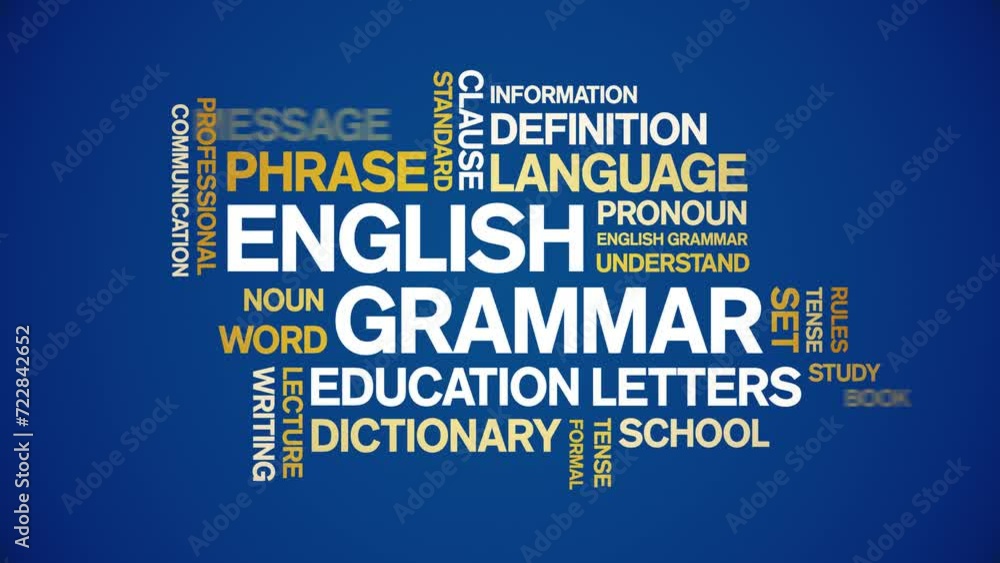English Grammar animated word cloud;text design animation tag kinetic ...
