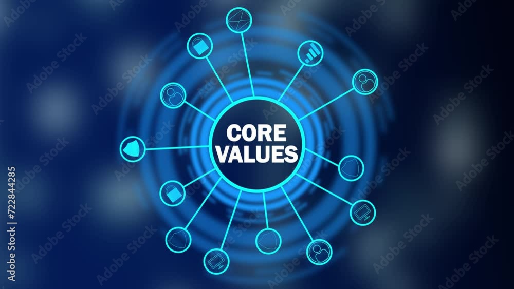 Vidéo Stock Technology growth icon and core values text animation design . core values ...