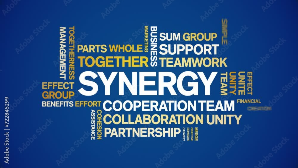 Synergy animated word cloud;text design animation tag kinetic ...