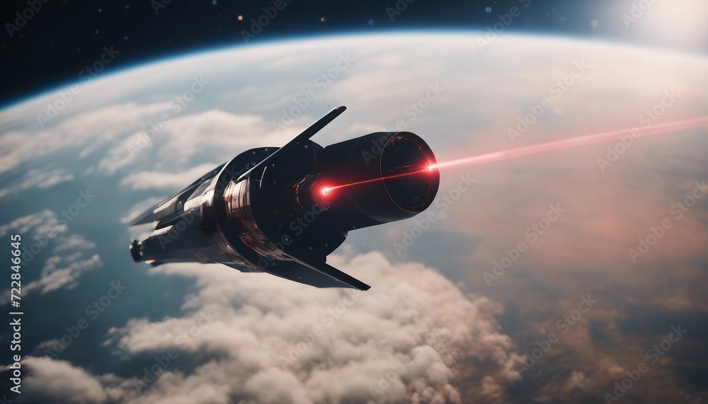 Satellite firing red laser beam. Stock Illustration | Adobe Stock