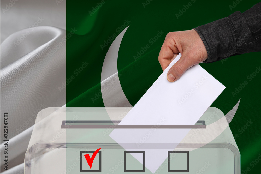 Transparent ballot box for voting with ballot in front Pakistan ...
