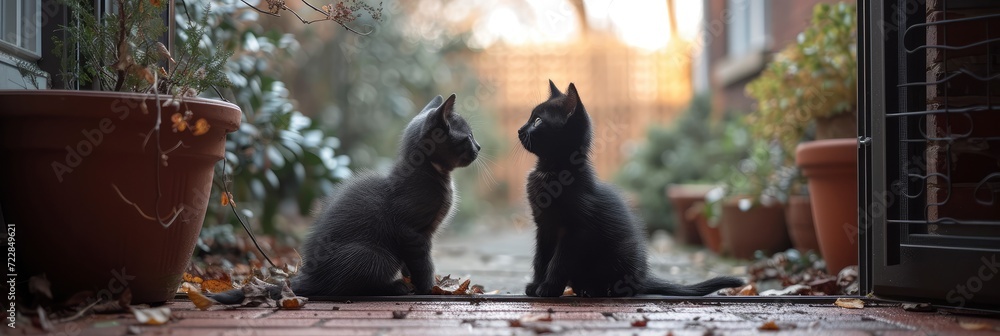 Cat Dog Introduction Through Pet Gate, Desktop Wallpaper Backgrounds ...