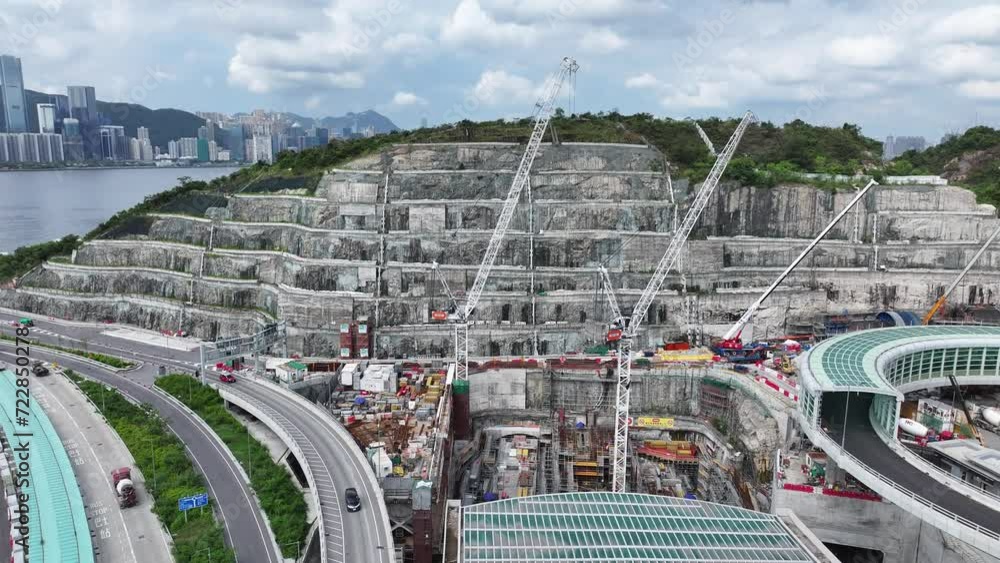 Drone Aerial Skyview in Tseung Kwan O Lam Tin Tunnel Interchange ...