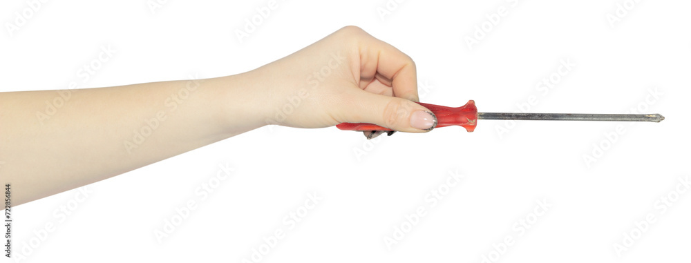 throw away the screwdriver, old screwdriver in hand in front of the ...