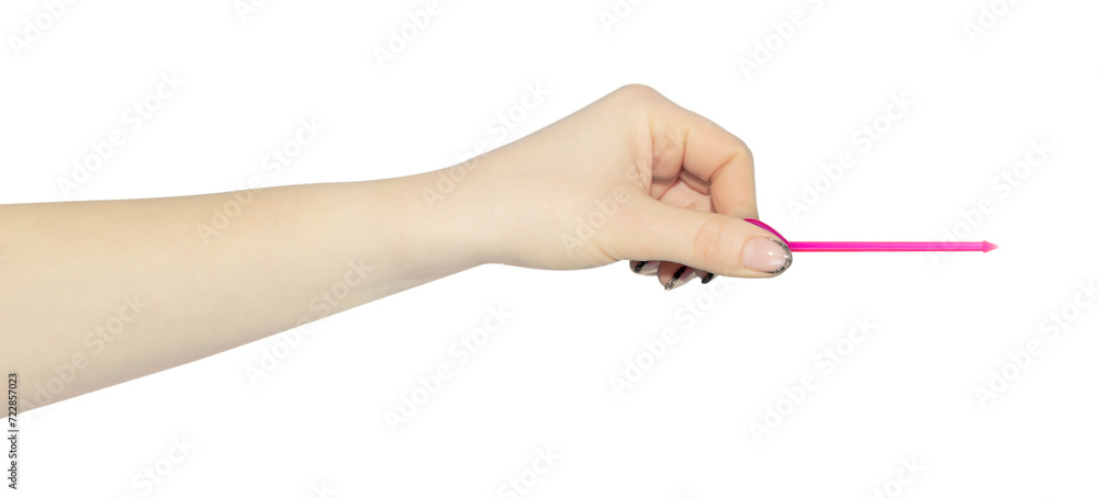 skewer for appetizer in hand, outstretched hand with plastic skewer for ...