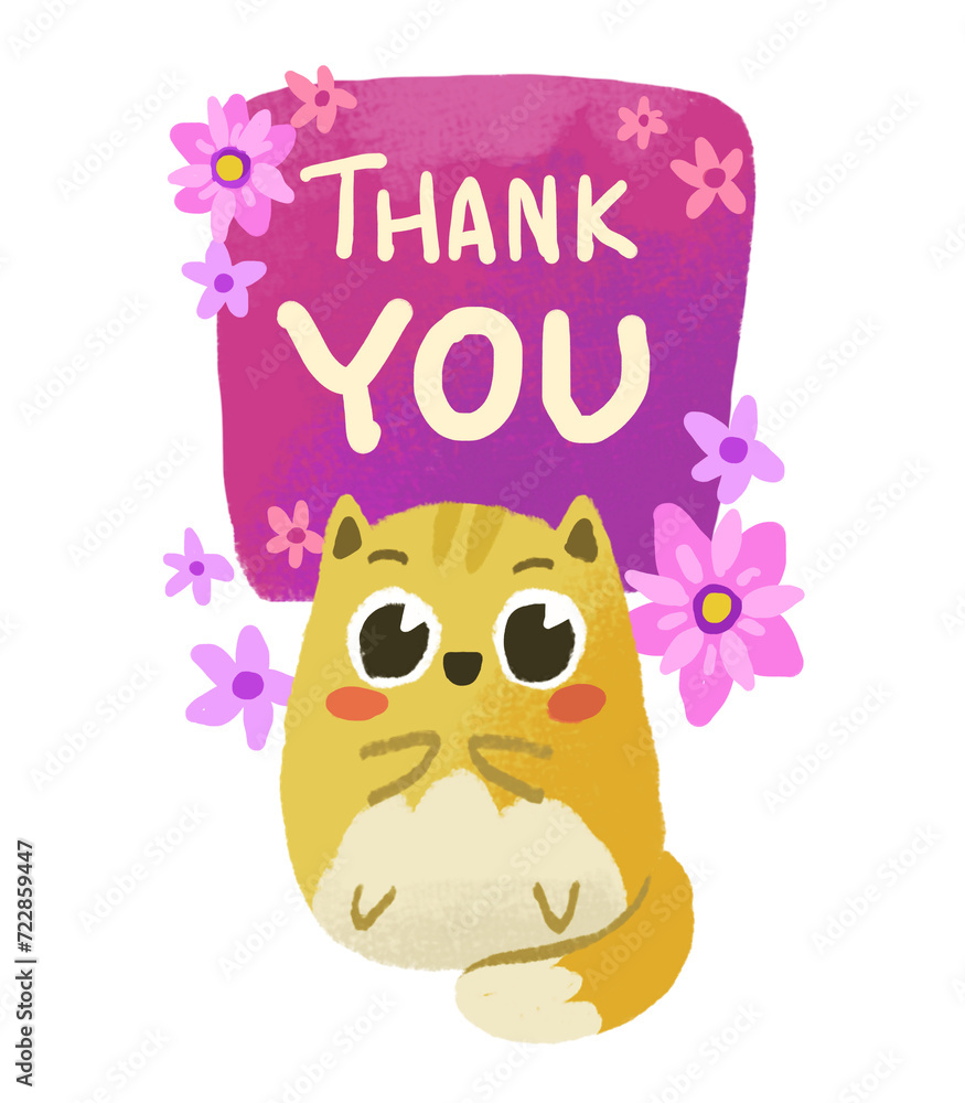 Cute cat clipart say thank you Stock Illustration | Adobe Stock