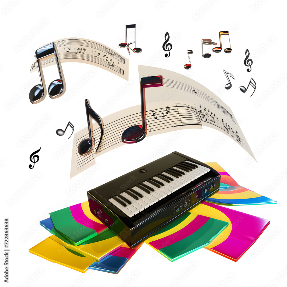 Evolution of music from classical to modern digital formats isolated on ...