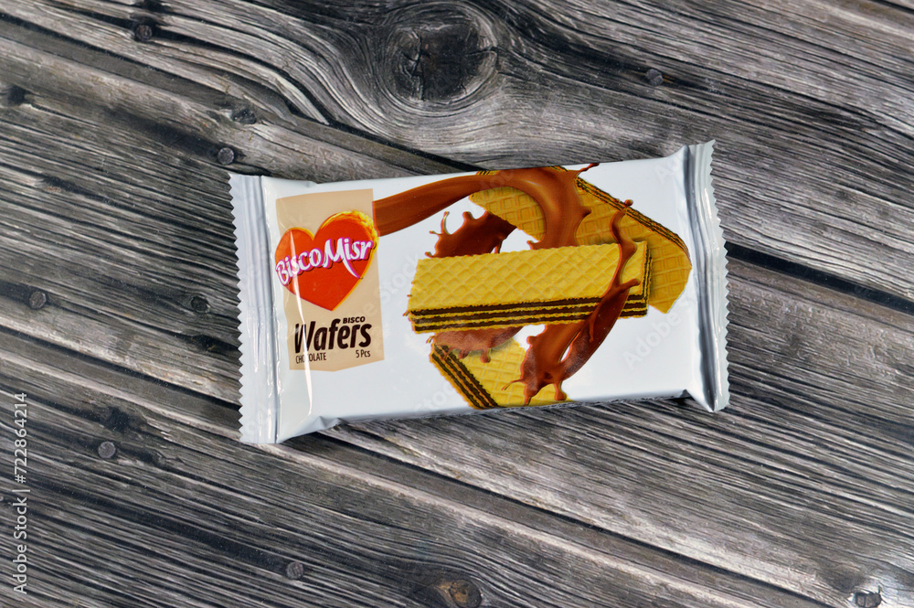 Cairo, Egypt, January 27 2024: Bisco wafers by Bisco Misr, wafers ...