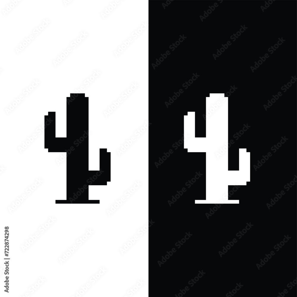 pixel cactus icon. Vector pixel art cactus 8 bit logo for game Stock ...