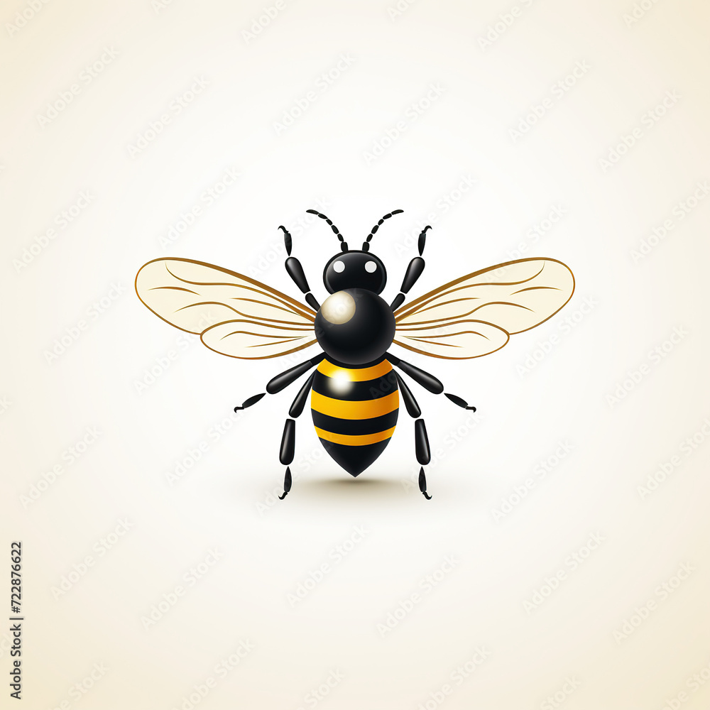 Minimalistic logo emblem symbol with bee on an isolated white ...