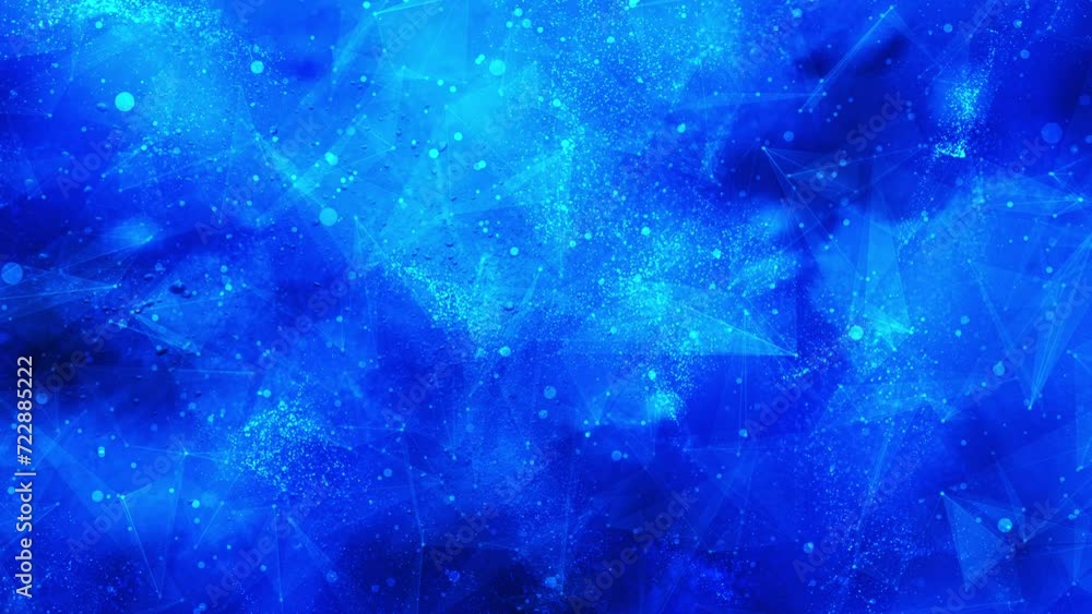 Animated color polygonal space. Structure of connection points and lines. Dynamic wave of ...