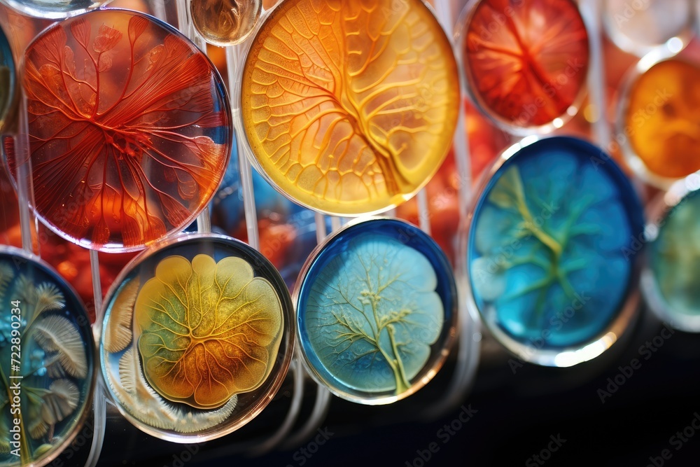 Color-coded staining to highlight specific structures in organisms ...