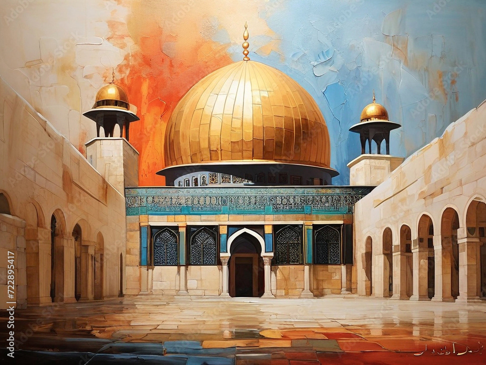 Masjid al aqsa abstract painting. Created using generative AI tools ...