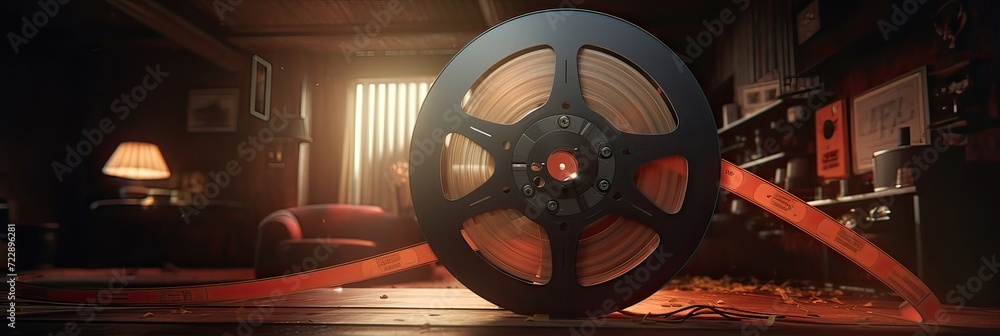Classic cinematography, old-fashioned movie reel, retro film stock ...