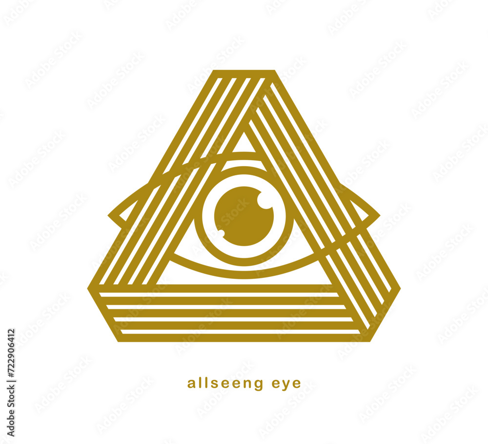 All seeing eye in triangle pyramid vector ancient symbol in modern ...