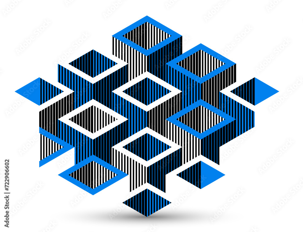 Abstract vector wallpaper with 3D isometric cubes blocks, geometric ...