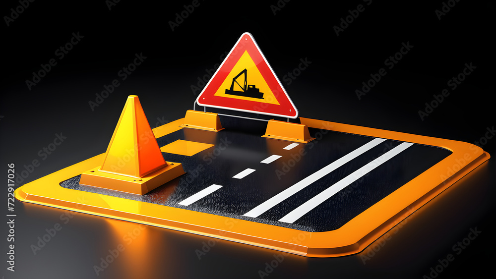Road safety icon. Road safety symbol. 3d Men at work sign. roadwork ...