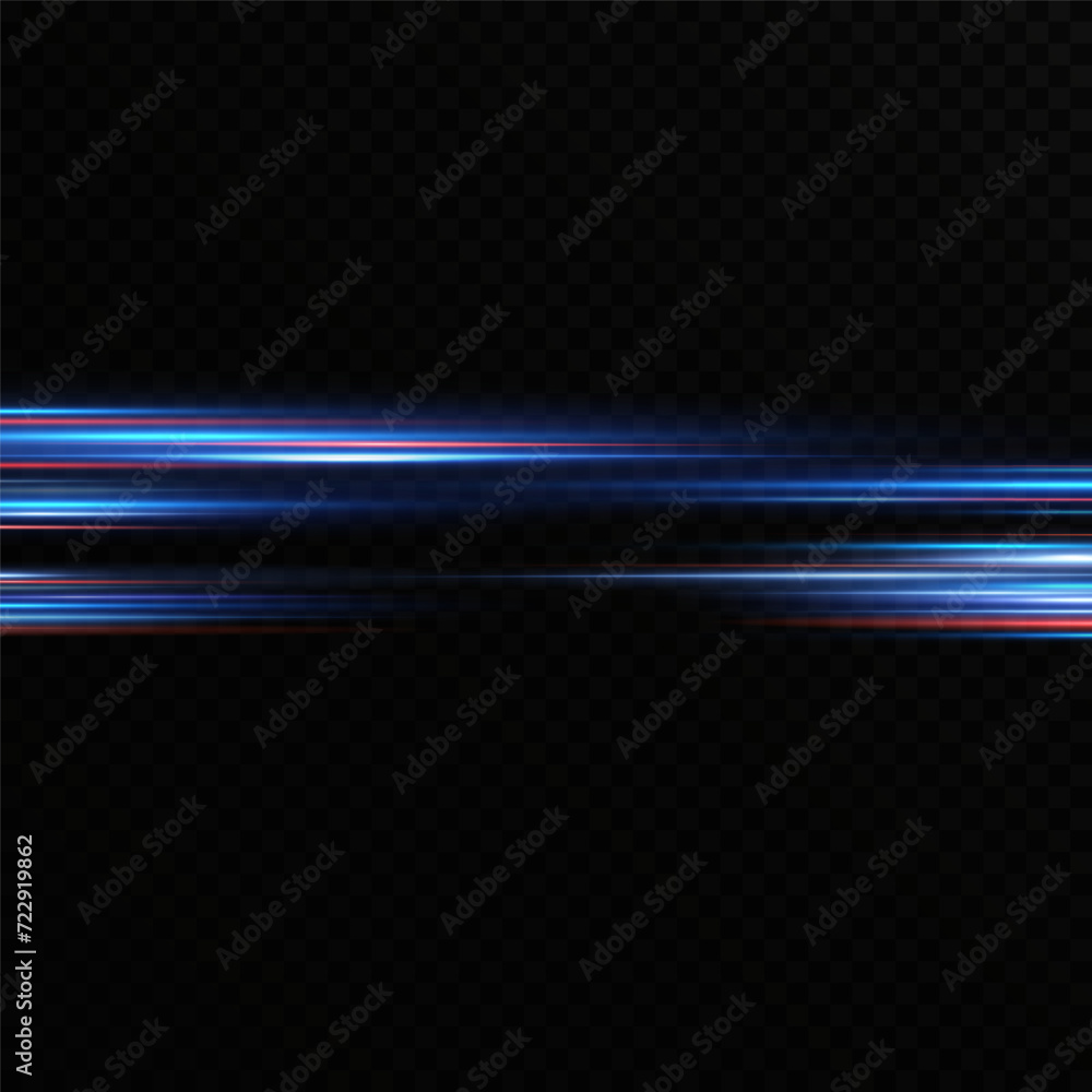 Neon lines moving light effect. Horizontal lines. Speed effect on a ...